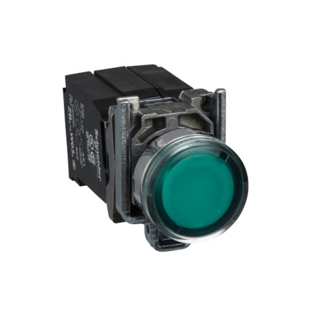 Schneider Electric XB4BW3335 Green Flush Illuminated Push Button, UAE