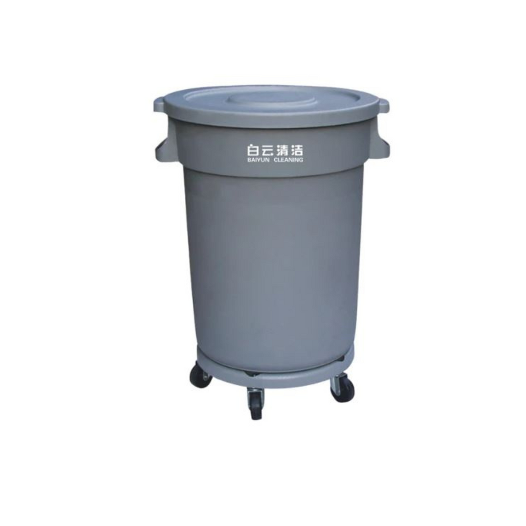 Circular Garbage Can with Dolly Baiyun 120L, Grey in Dubai | UAE
