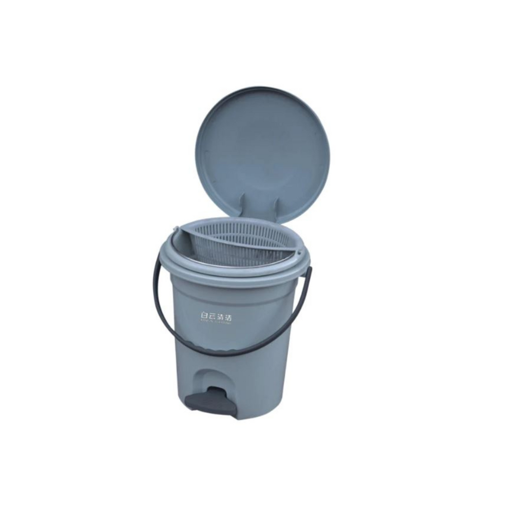 Dust Bin Plastic Round with Pedal Baiyun 8L, Grey in Dubai | UAE