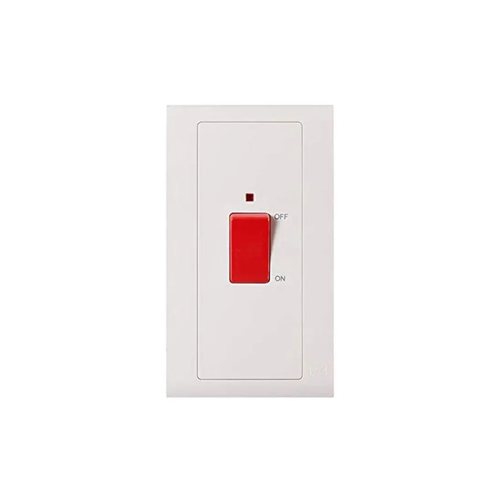 MK Essentials MV5215NWHI 45A 2G DP Switch with Neon - White